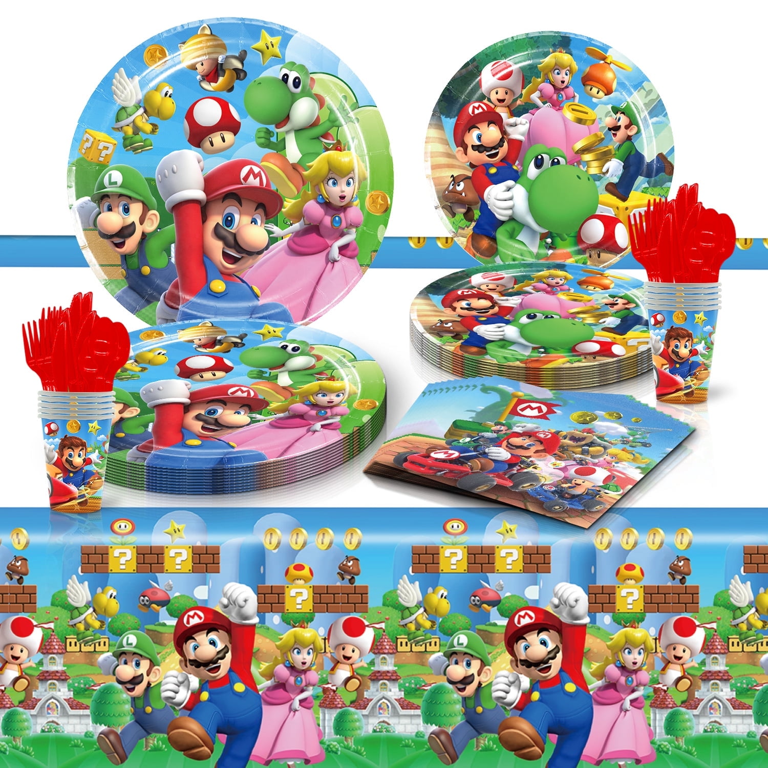 81 Pcs Super Mario Party Tableware Set, Birthday Party Supplies, Table ...