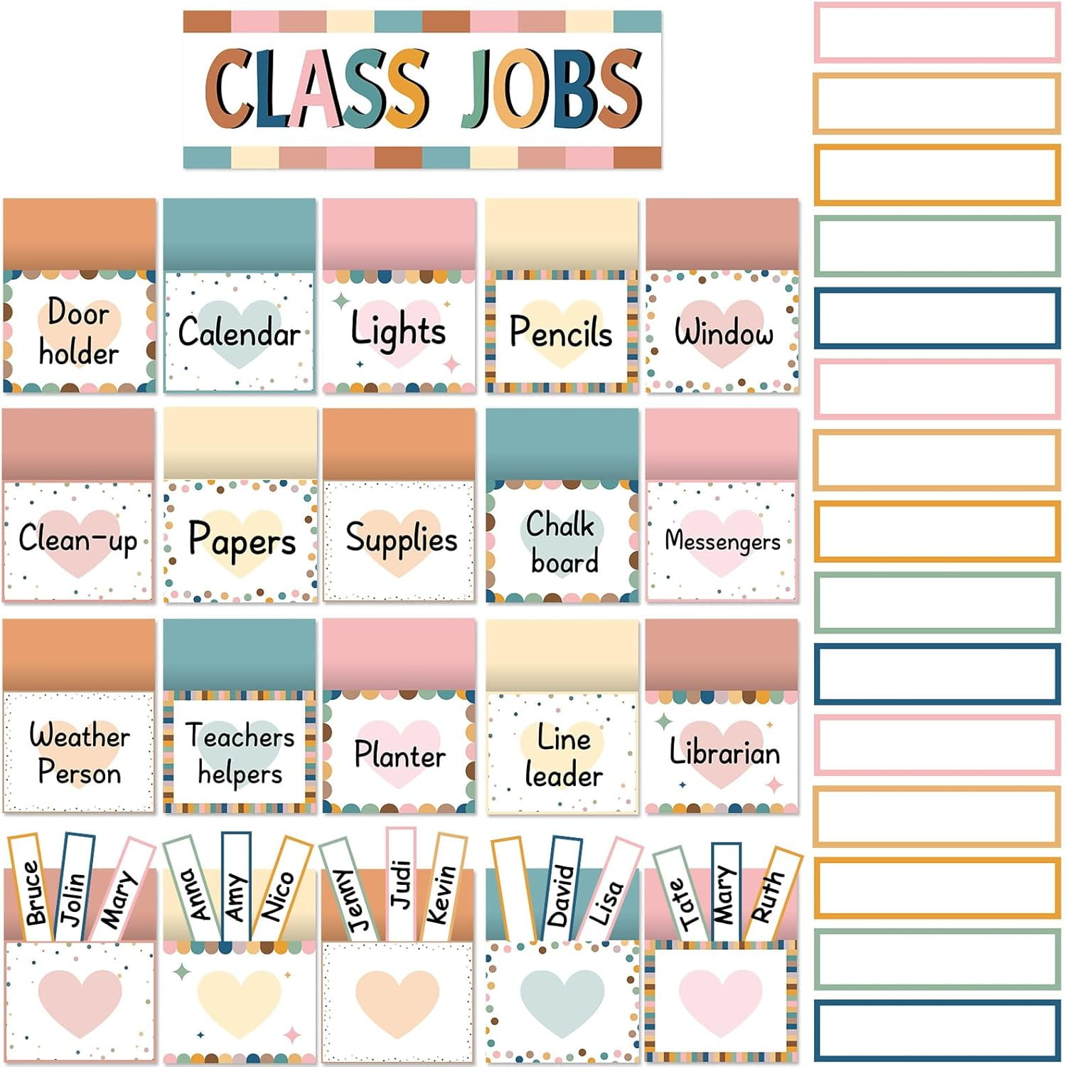 81 Piece Boho Class Jobs Bulletin Board Boho Welcome Classroom Jobs ...