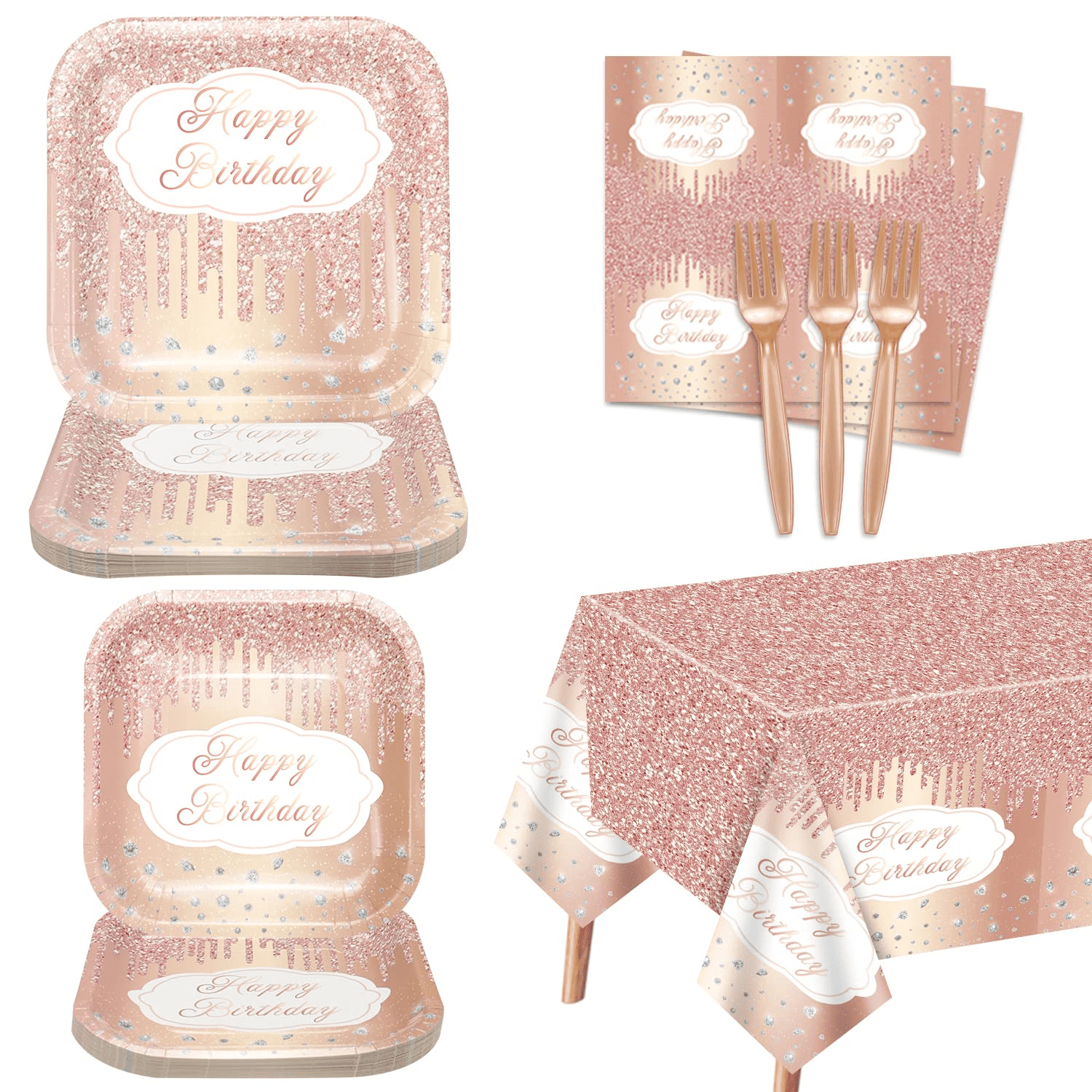 81 Pieces Rose Gold Party Decorations - Rose Gold Party Supplies ...