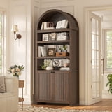 Frhnenha, Tall Arched Bookshelf, 81" H with 2 Doors, Walnut - Walmart.com