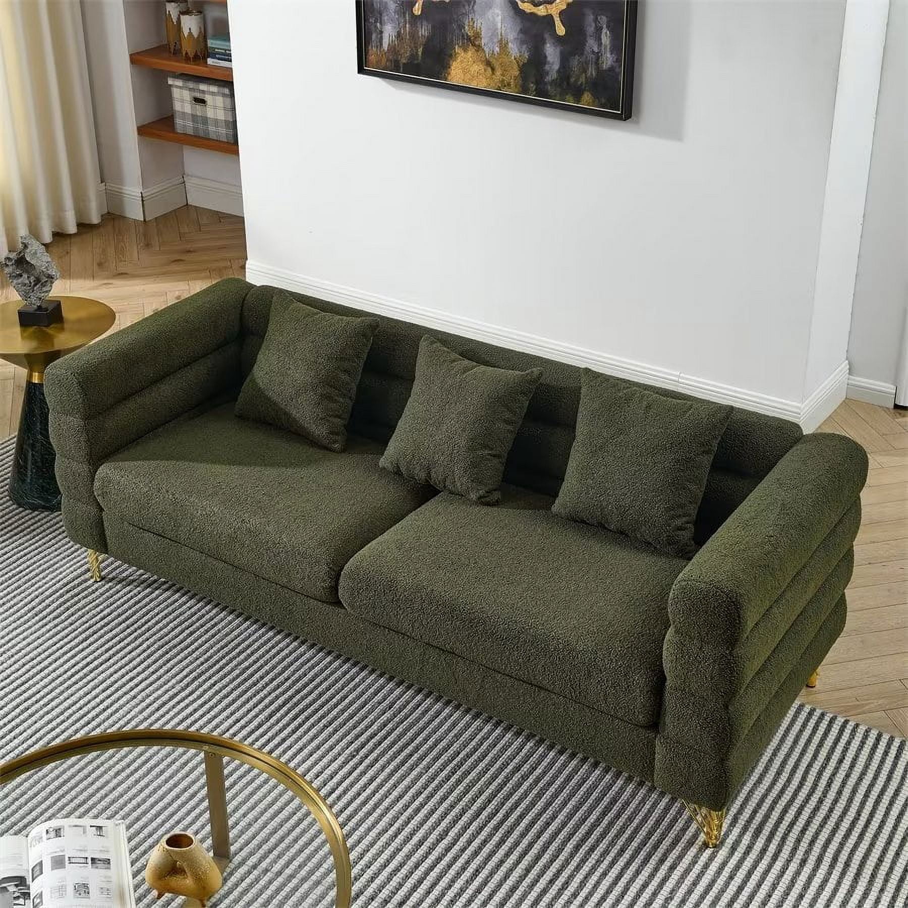 81'' W Loveseat Sofa with Streamline Design, Upholstered Sofa with 3 ...