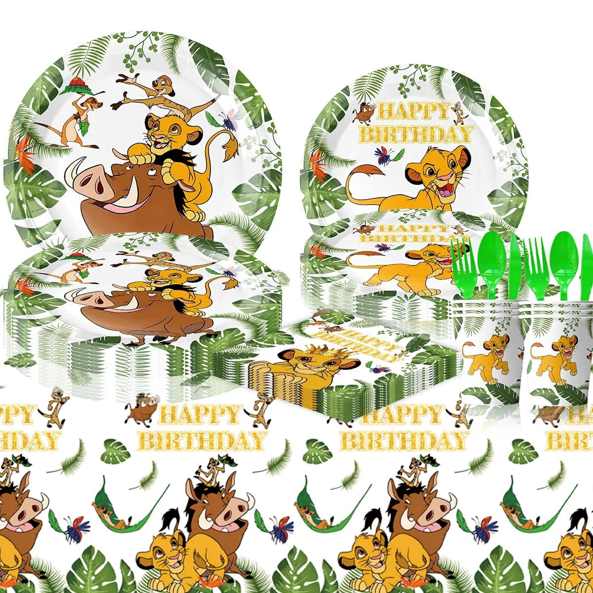 81-piece cartoon party tableware set - The Lion King plates, cups ...