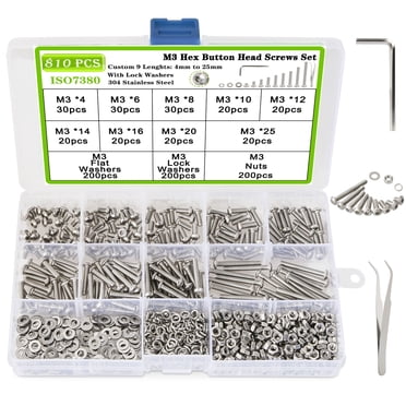 232PCS M6/M8/M10/M12 Metric Bolts and Nuts Assortment Kit, 304 ...