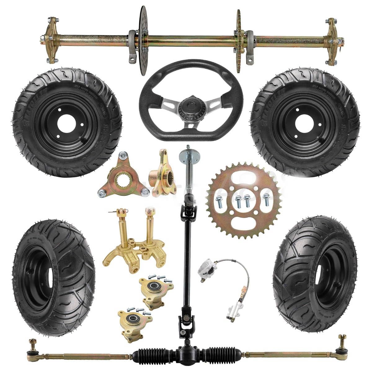 810mm 32" Complete Rear Axle Kit, 13x5.00-6 inch Wheel Tires, 3 Stud ...