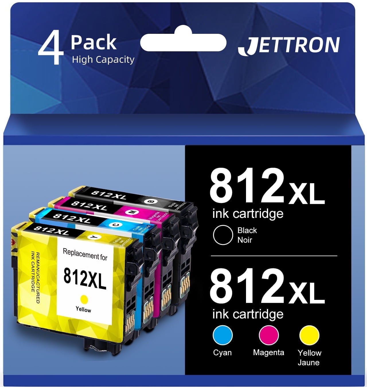 Epson 812 XL Ink Cartridge 4-Pack for Workforce Pro WF-7820, WF-7840 ...