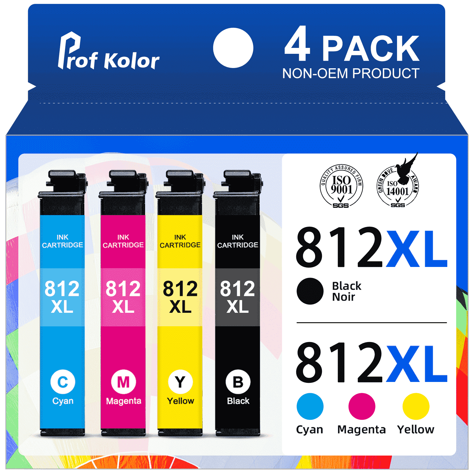 Prof Kolor 812XL Ink Cartridges Replacement for Epson WF-7820, WF-7840 ...