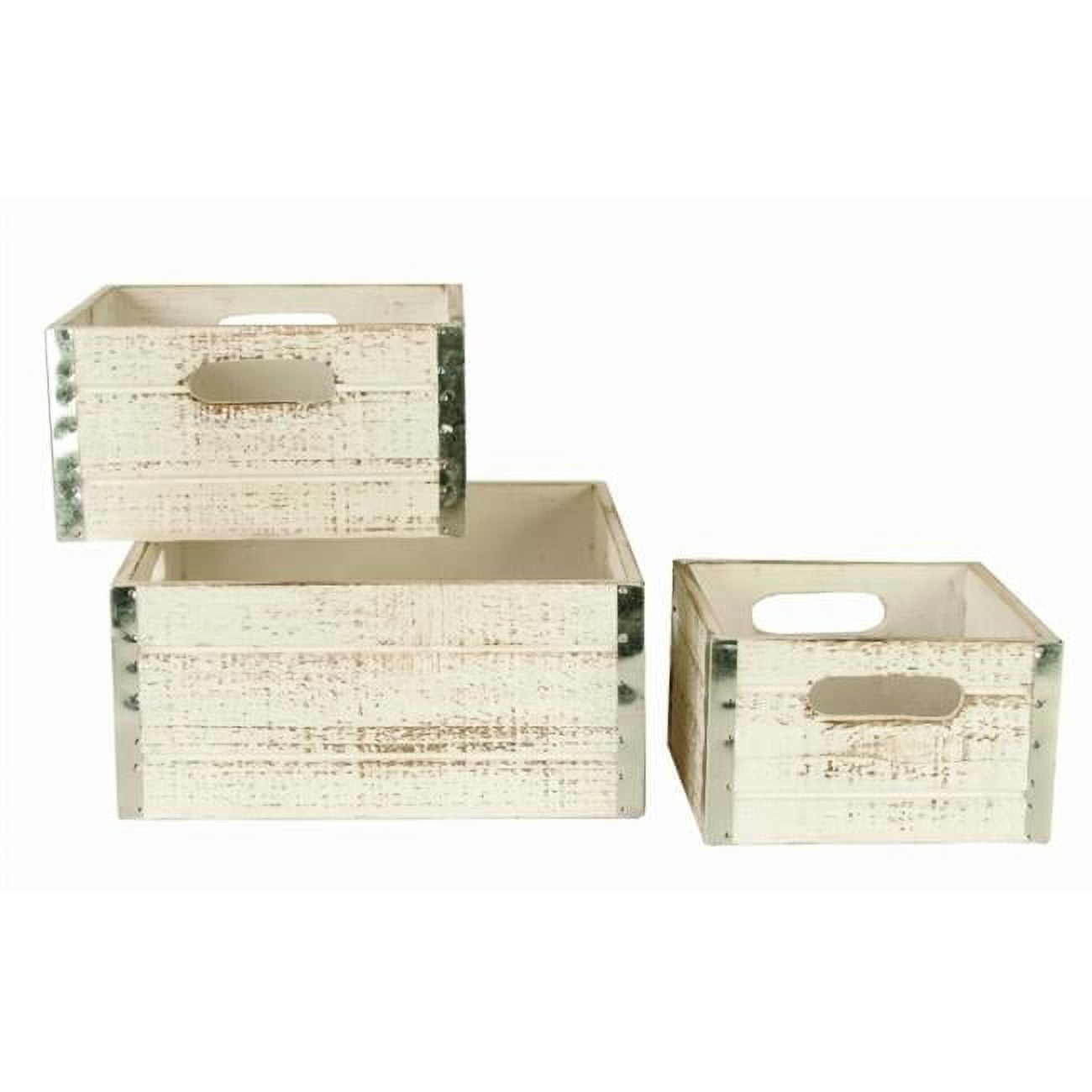 8132-S3-WW Set of 3 Square distressed wood crates - Walmart.com