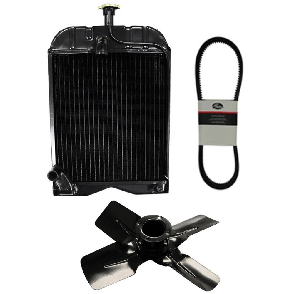 81869232 Radiator, 4 Blade Fan, & Fan Belt Kit Fits Ford/New Holland ...