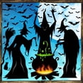 81PCS Halloween Stickers Witch Window Clings, 4 Sheets Static Sticker ...