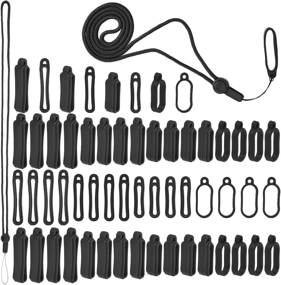 81Pcs 4 Sizes Anti-Lost Lanyard Set with 80Pcs 19/24/25/27mm Silicone ...