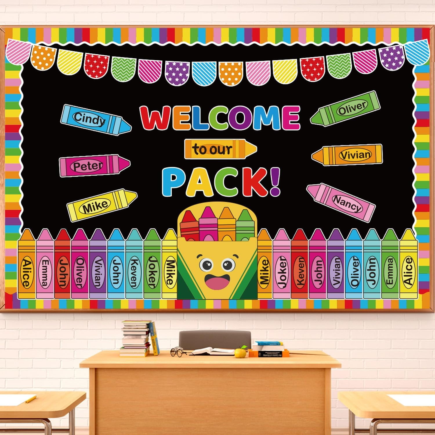 81Pcs Crayon Welcome Back to School Bulletin Board Decorations Set ...