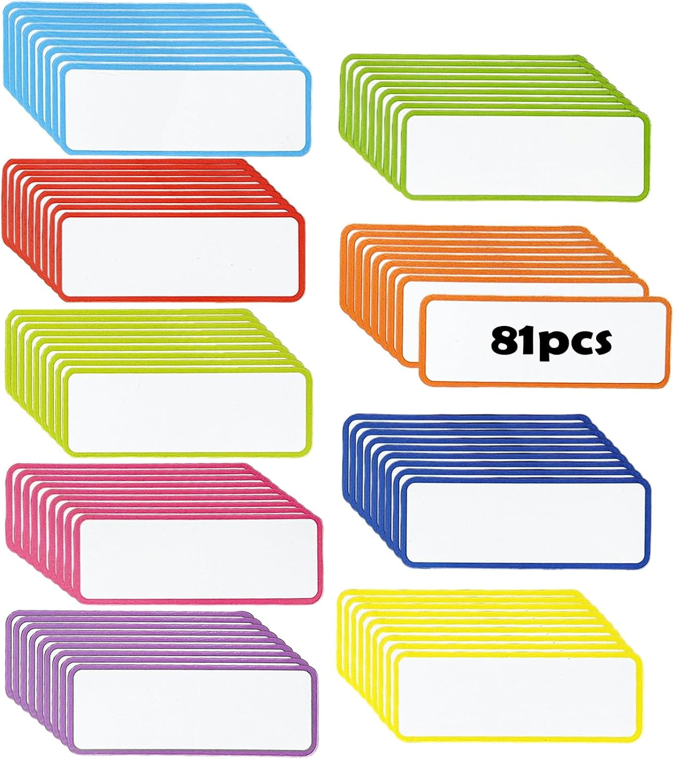 81Pcs Magnetic Dry Erase Labels,3.1x1.2Inch Colorful Name Tags,Reusable ...