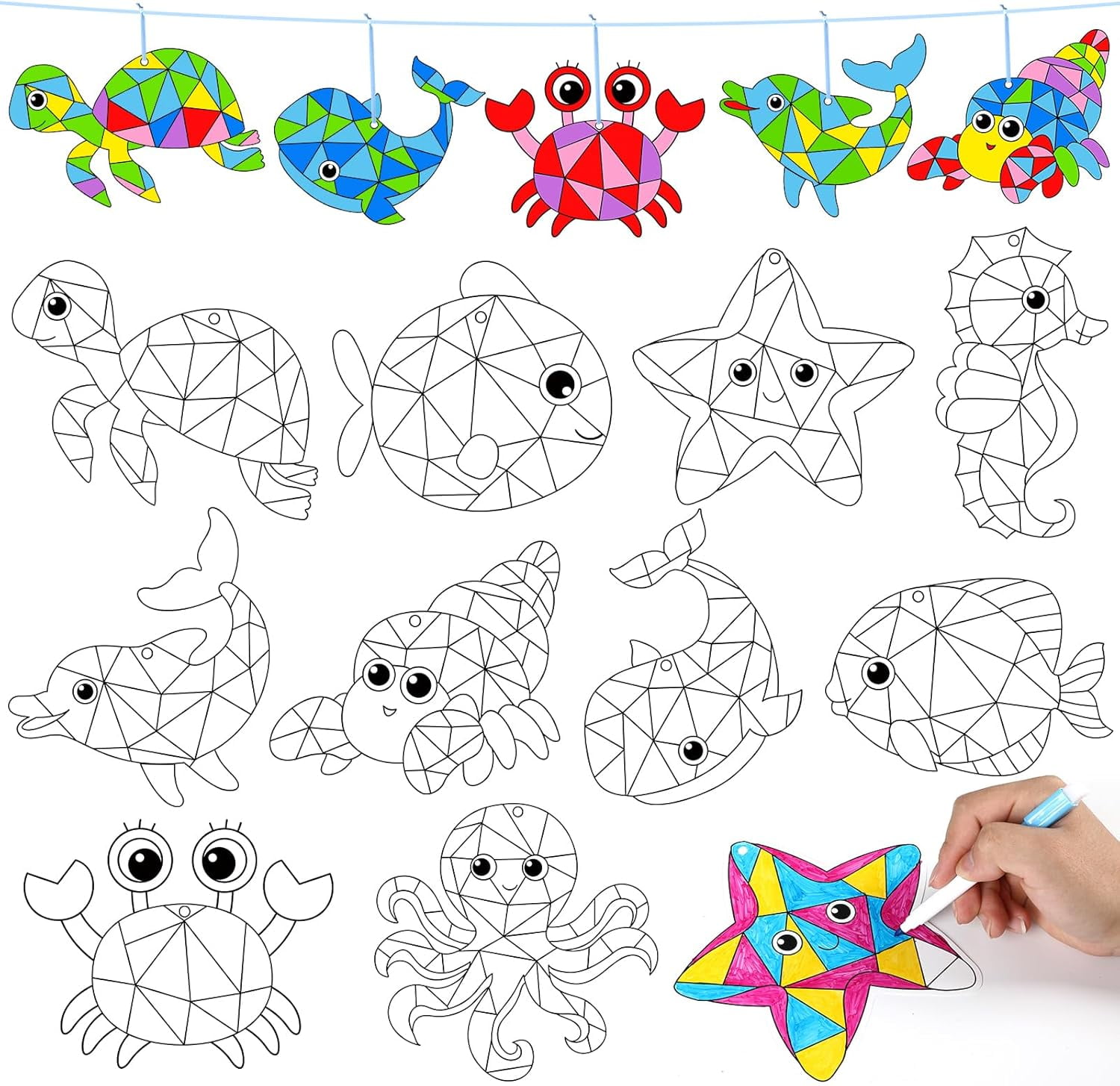 81Pcs Summer Ocean Sea Animal Craft Coloring Kit for Kids, Color Your ...