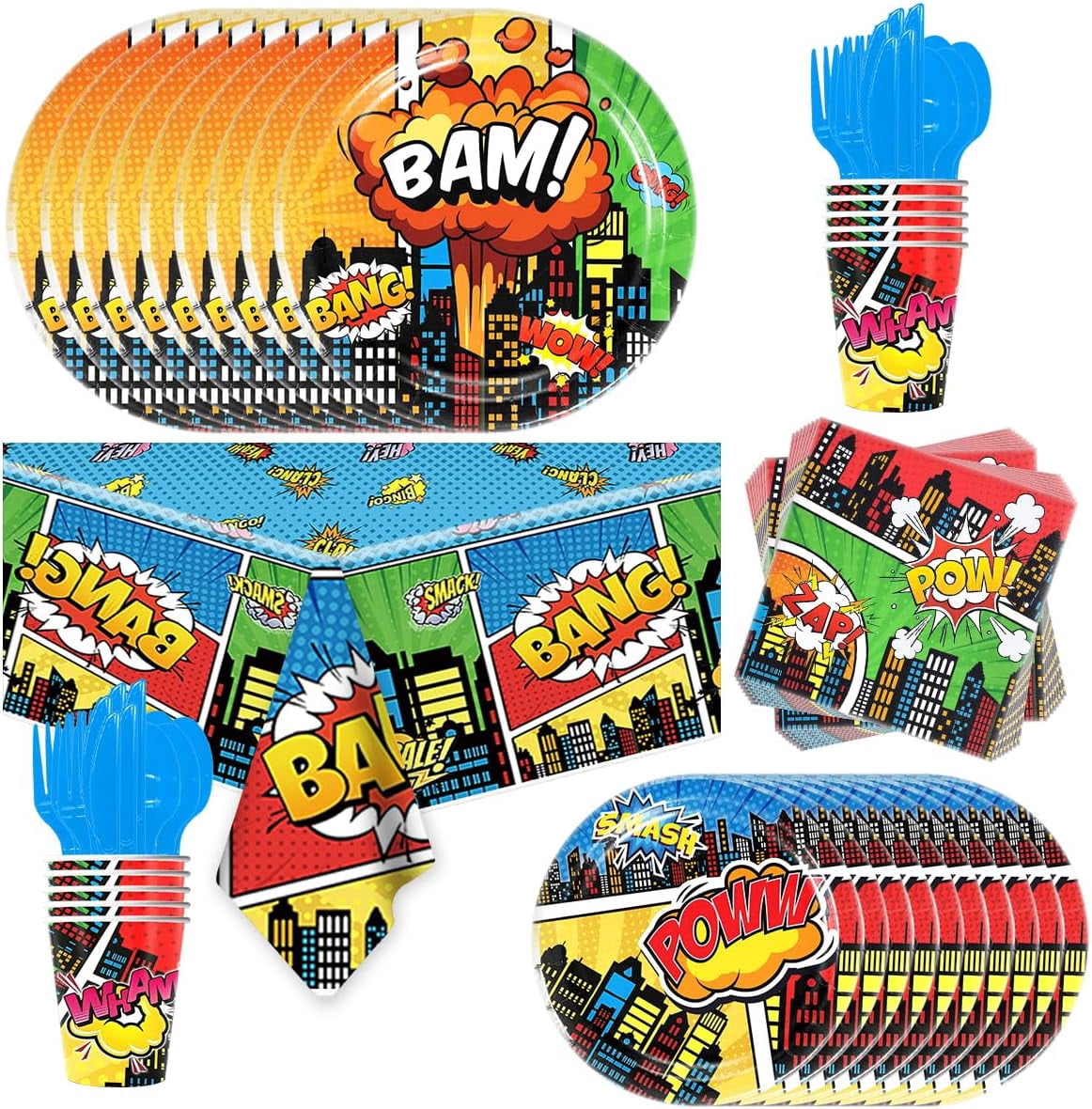81Pcs Super City Heroes Party Tableware Set Super City Heroes Party ...