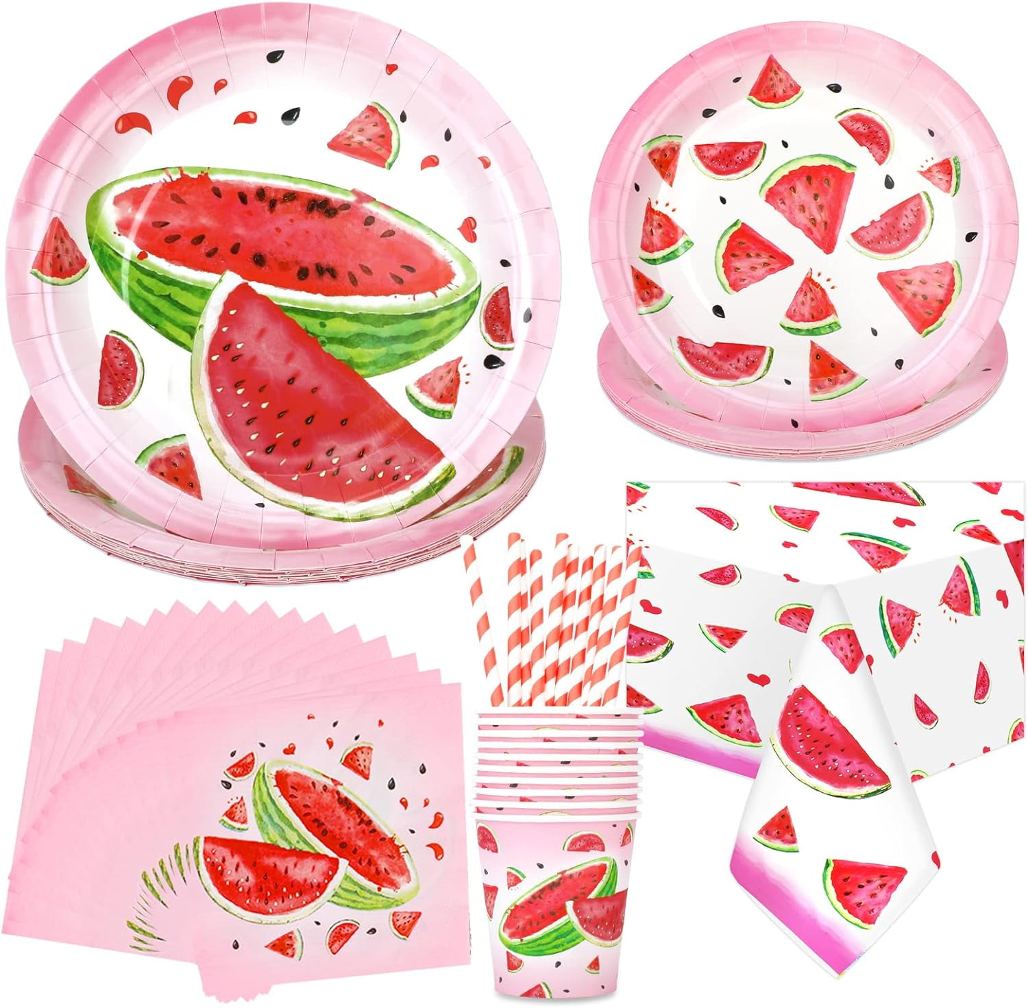 81Pcs Watermelon Party Tableware Set Serves 16, One In A Melon Party ...