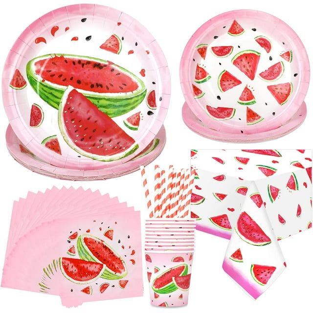 81Pcs Watermelon Party Tableware Set Serves 16, One In A Melon Party ...