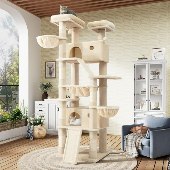 81in Multi-Level Tall Cat Tree Tower for Indoor Kitties/Larger Cat ...