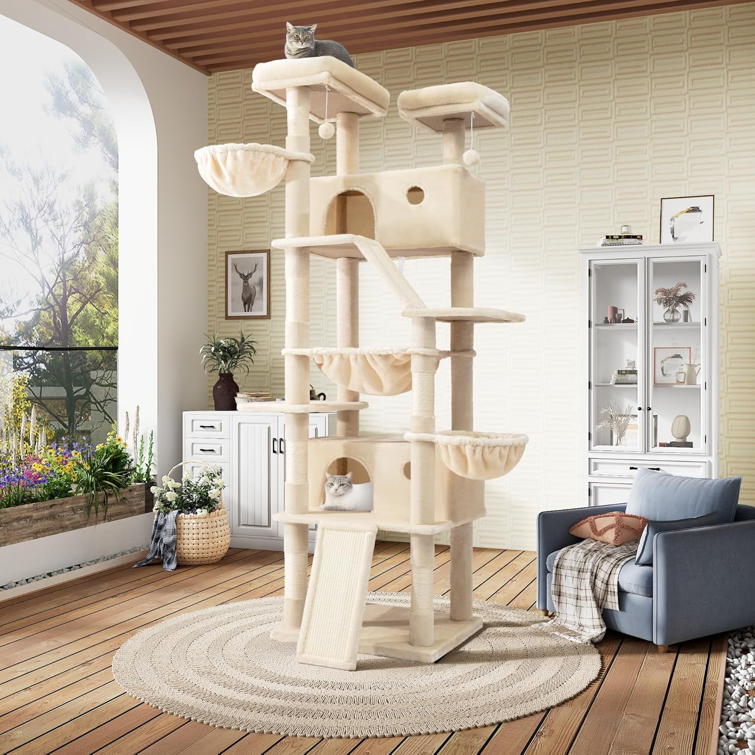 81in Multi-Level Tall Cat Tree Tower for Indoor Kitties/Larger Cat ...