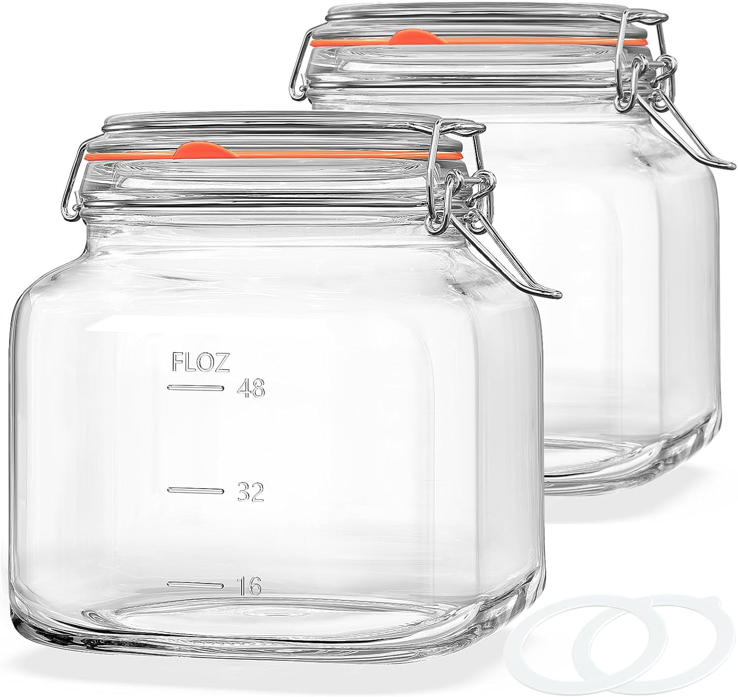81oz Glass Jars with Airtight Lid, 2 Pack Glass Food Storage Jars with ...