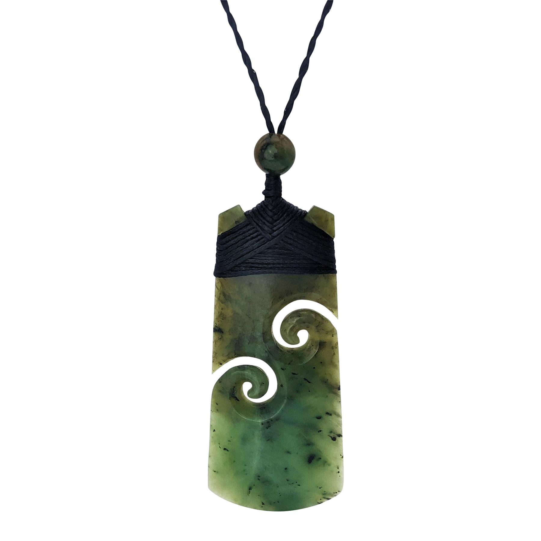 81stgeneration Hand Carved Double Koru Toki Nephrite Jade Necklace ...