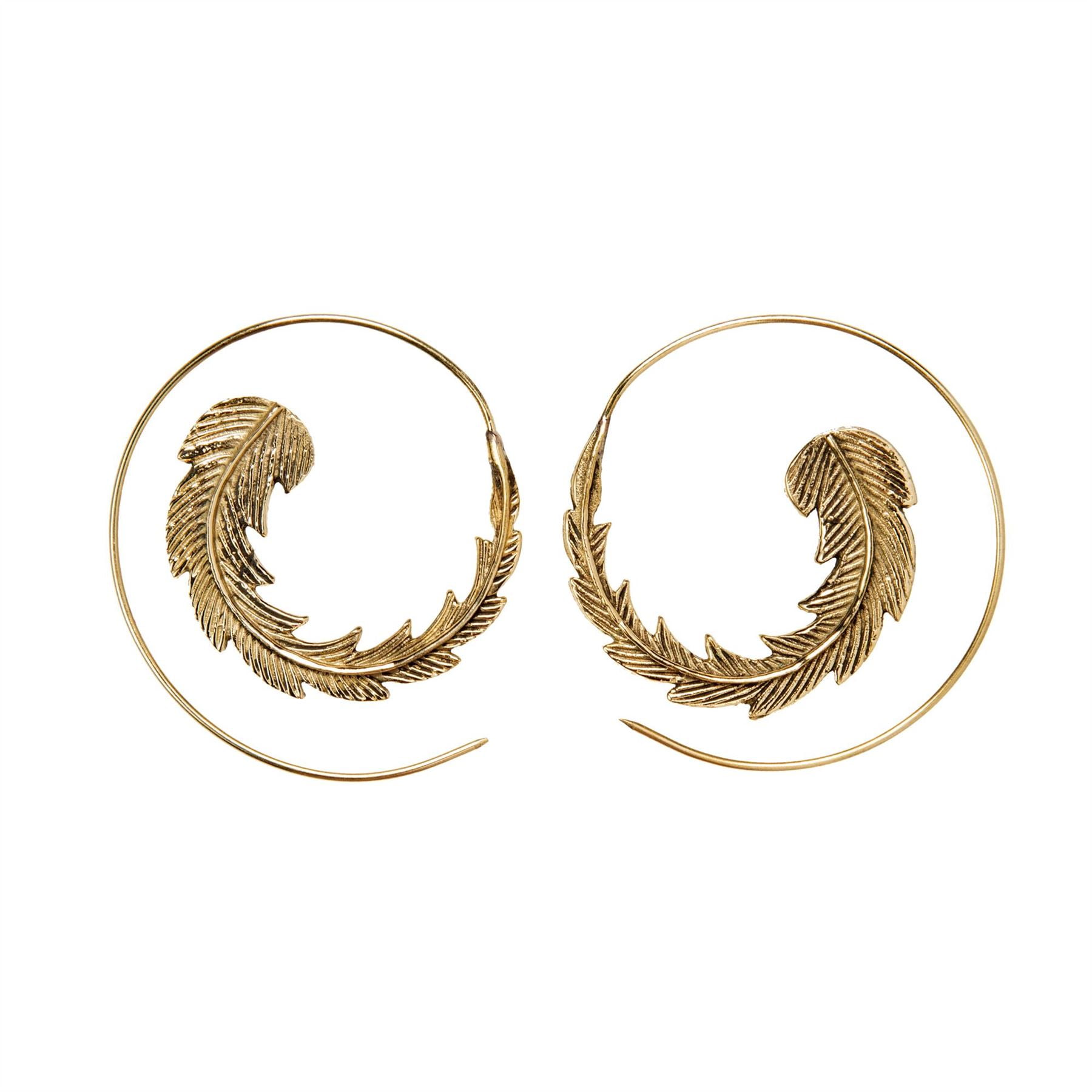 81stgeneration Women's Gold Tone Brass 40 mm Tribal Textured Leaf ...