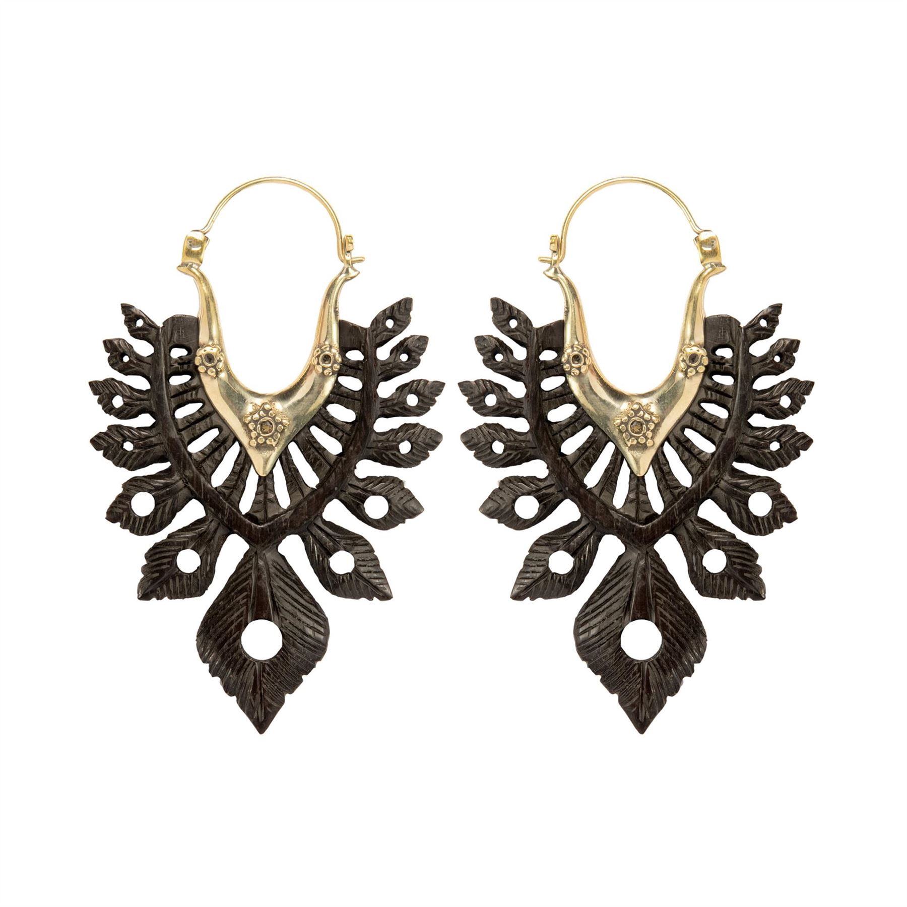 81stgeneration Women's Gold Tone Brass Hand Carved Wood Eagle Feather ...