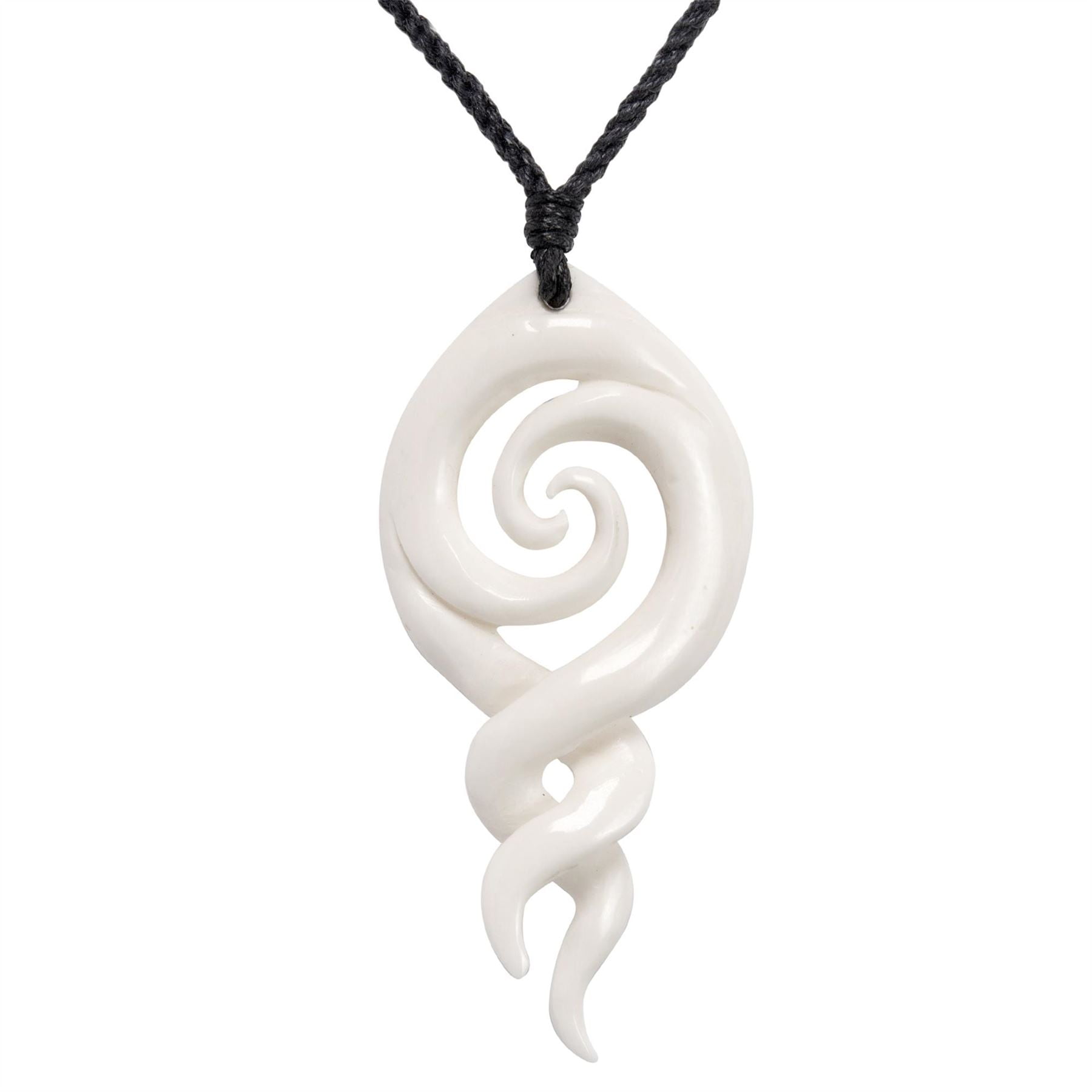 81stgeneration Women's Men's Hand Carved Bone Maori Double Koru Pikorua ...