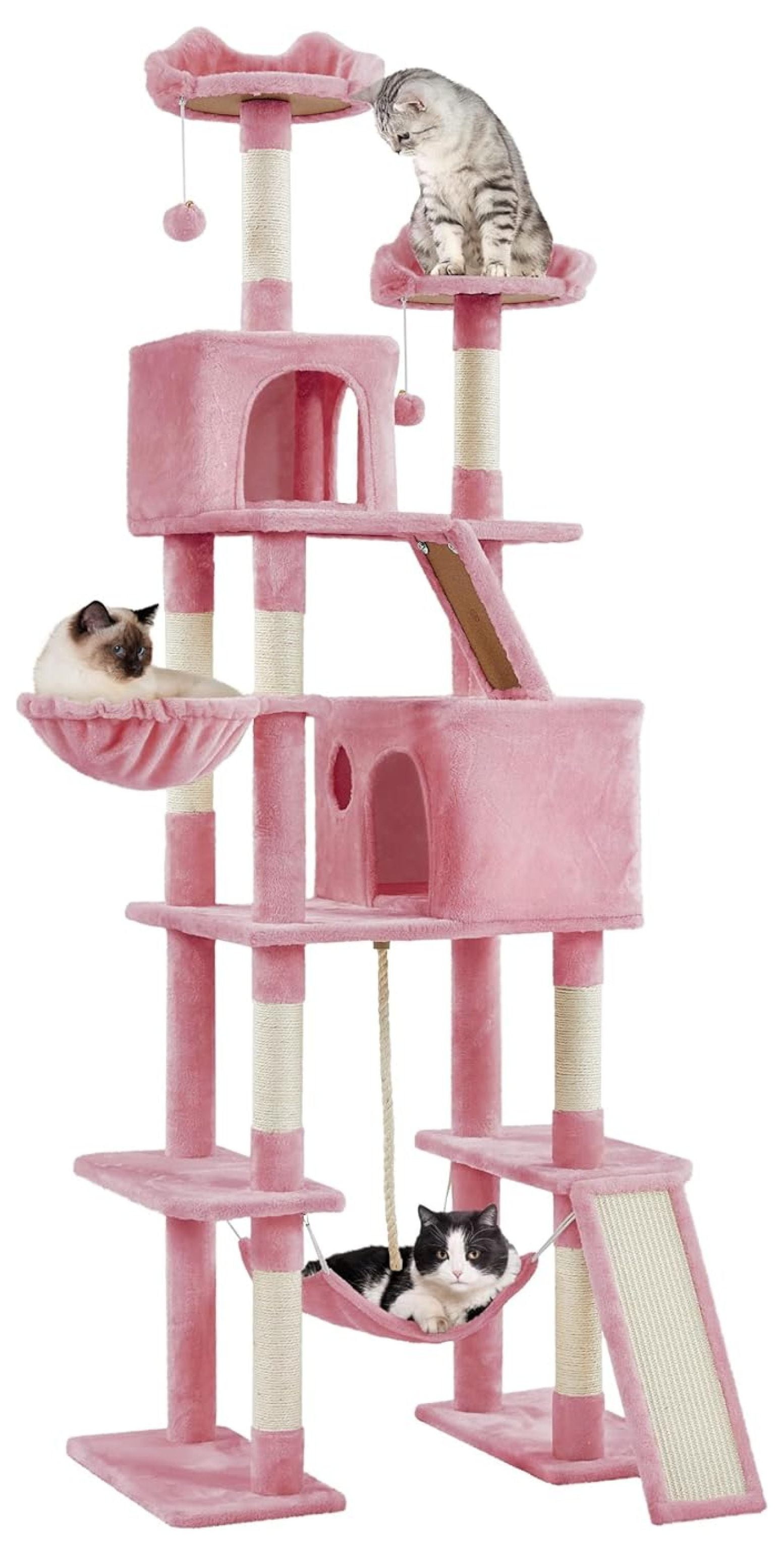 82.5in Tall, Pink Cat Tower with Scratching Posts & Condo - Walmart.com