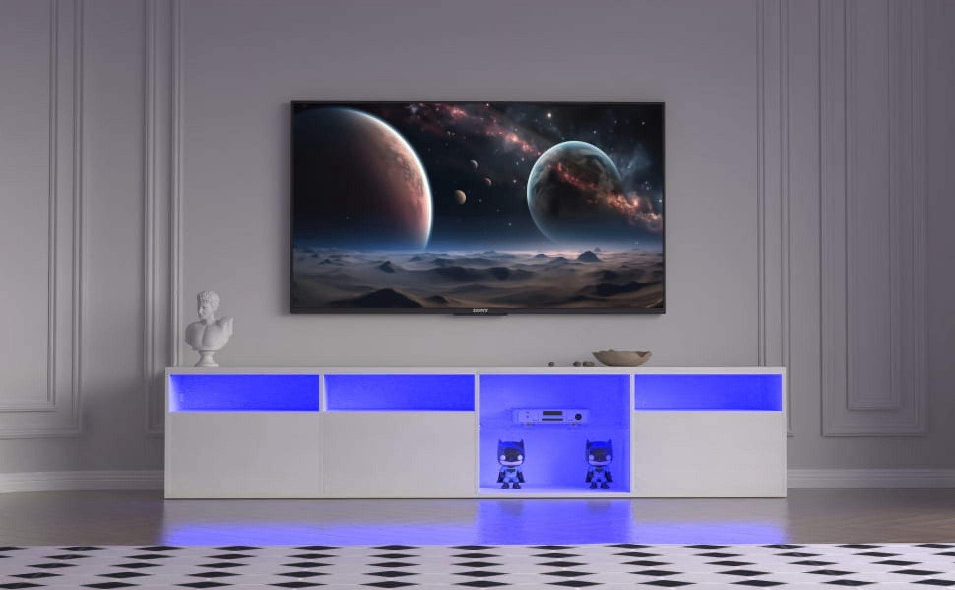 82.6" Modern LED TV Console with RGB Color-Changing Lights ...