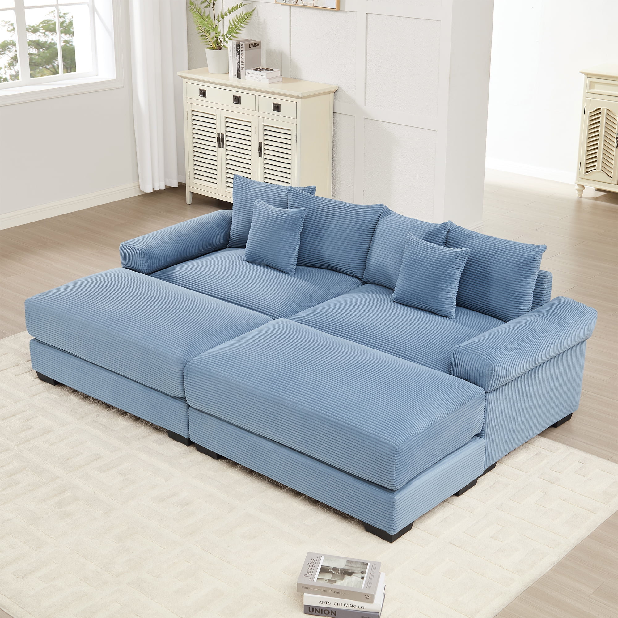 82.6" Oversized Cloud Modular Sectional Couch, Soft Corduroy Fabric ...