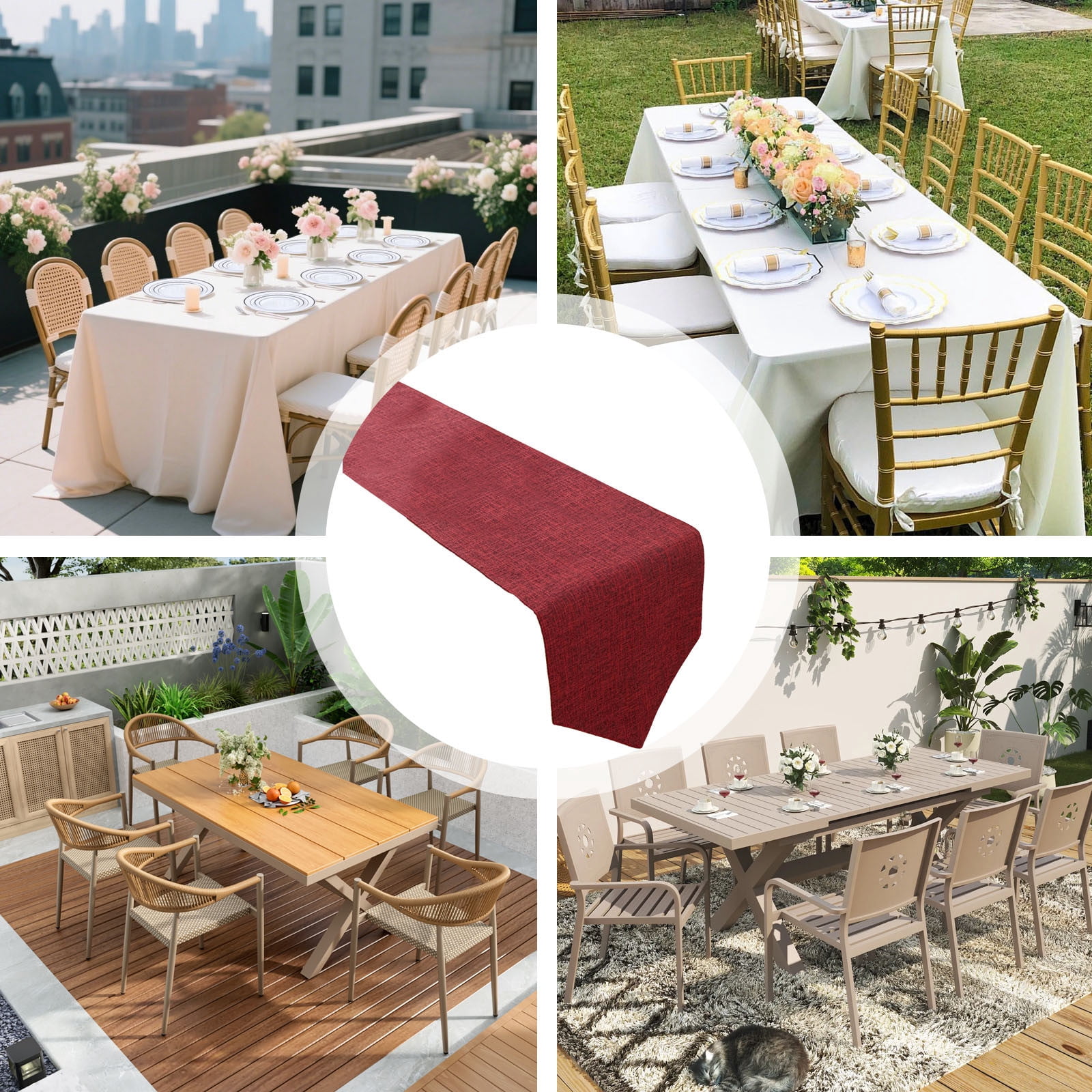 82.68x11.81in Rustic Linen-Style Table Runner Neutral Long Table ...