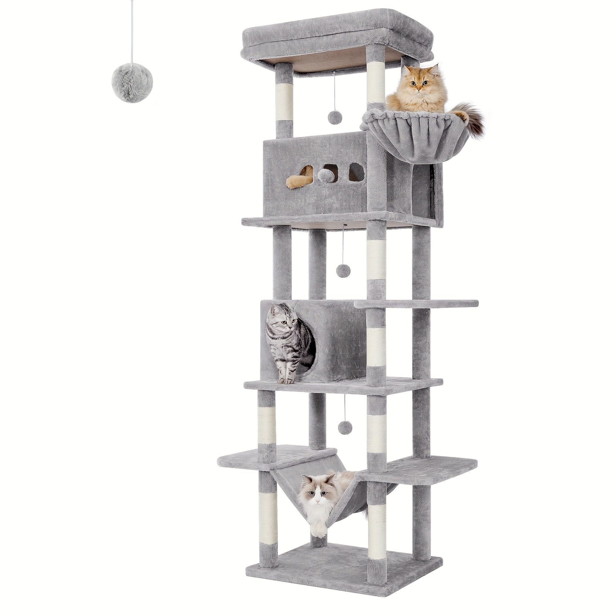 82.7-Inch Cat Tree, Large Cat Tower for Indoor Cats, Condo with Perch ...