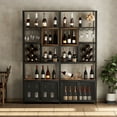 82.7" Industrial Tall Black Wine Rack,Bar Cabinet,Freestanding Floor ...