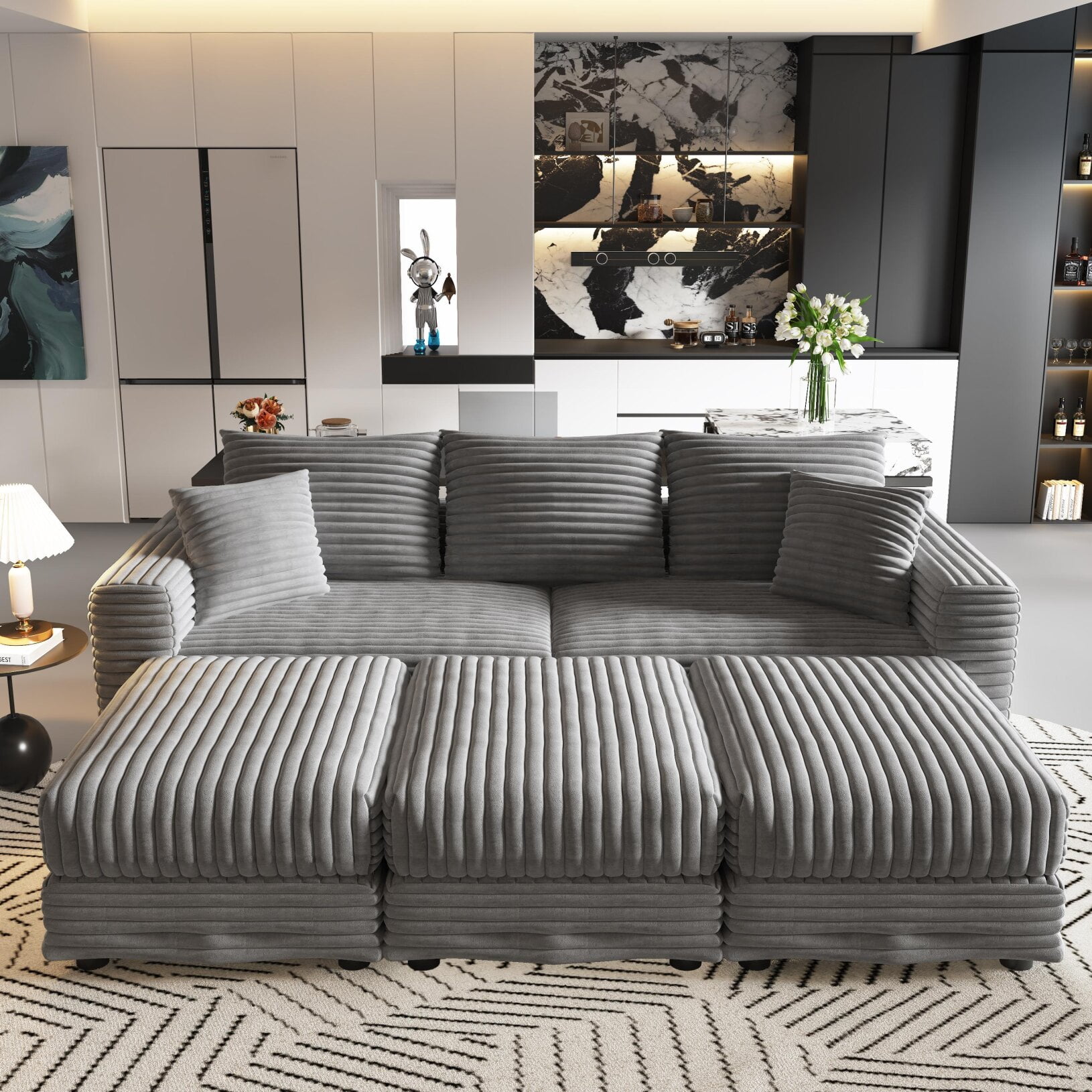 82.7" Modular Sectional Sofa, 3-Seat Upholstered Sofa Cloud Couch, Deep ...