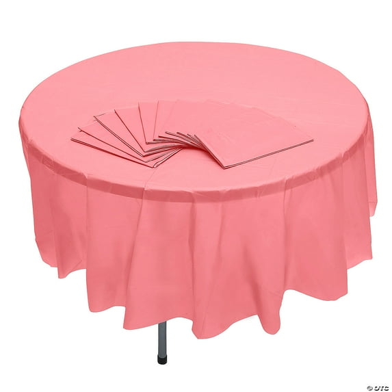 82" Bulk 12 Pieces Light Pink Banquet-Style Round Disposable Plastic ...