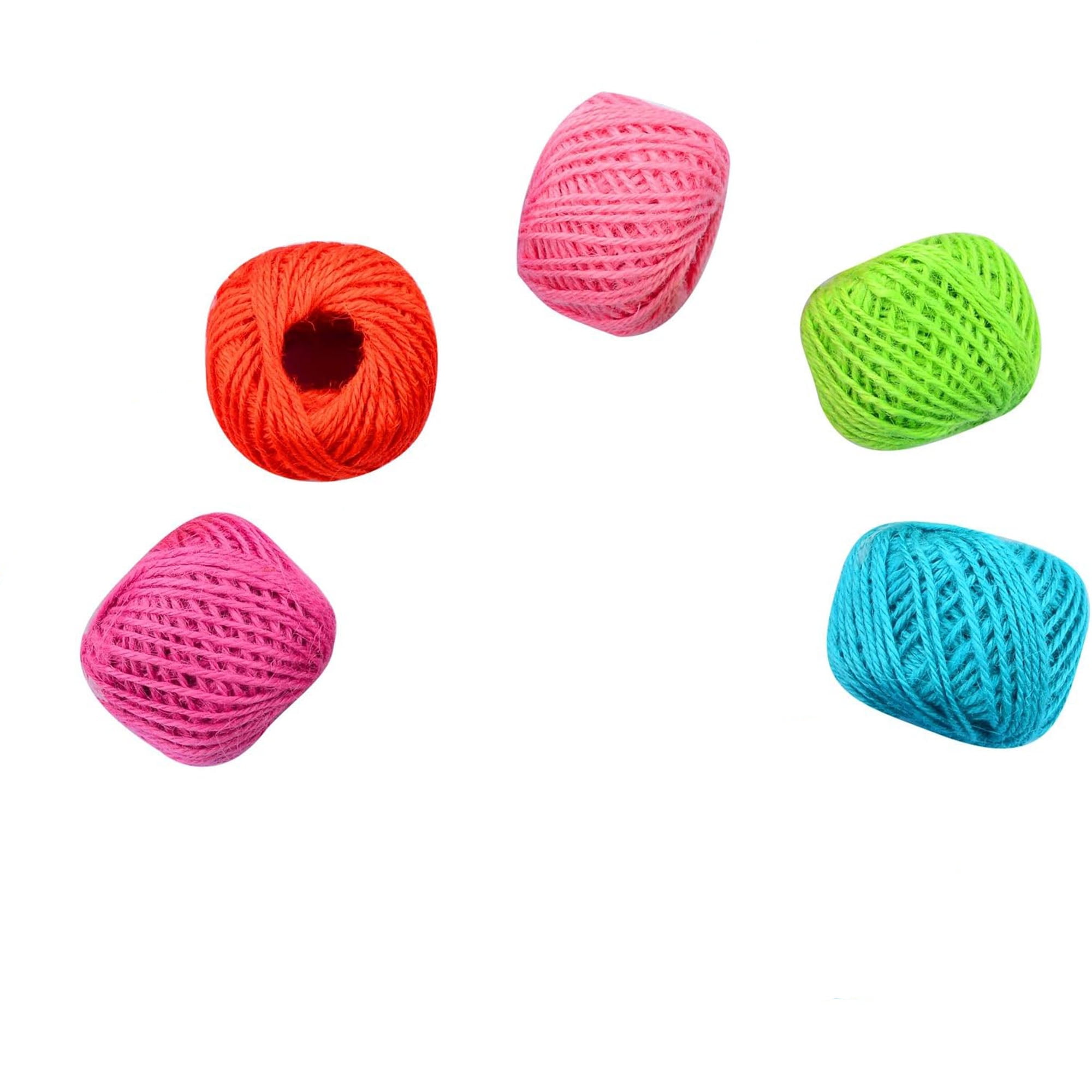 82 Feet 2mm 3 ply Colourful Natural Jute Twine String Roll Collection ...