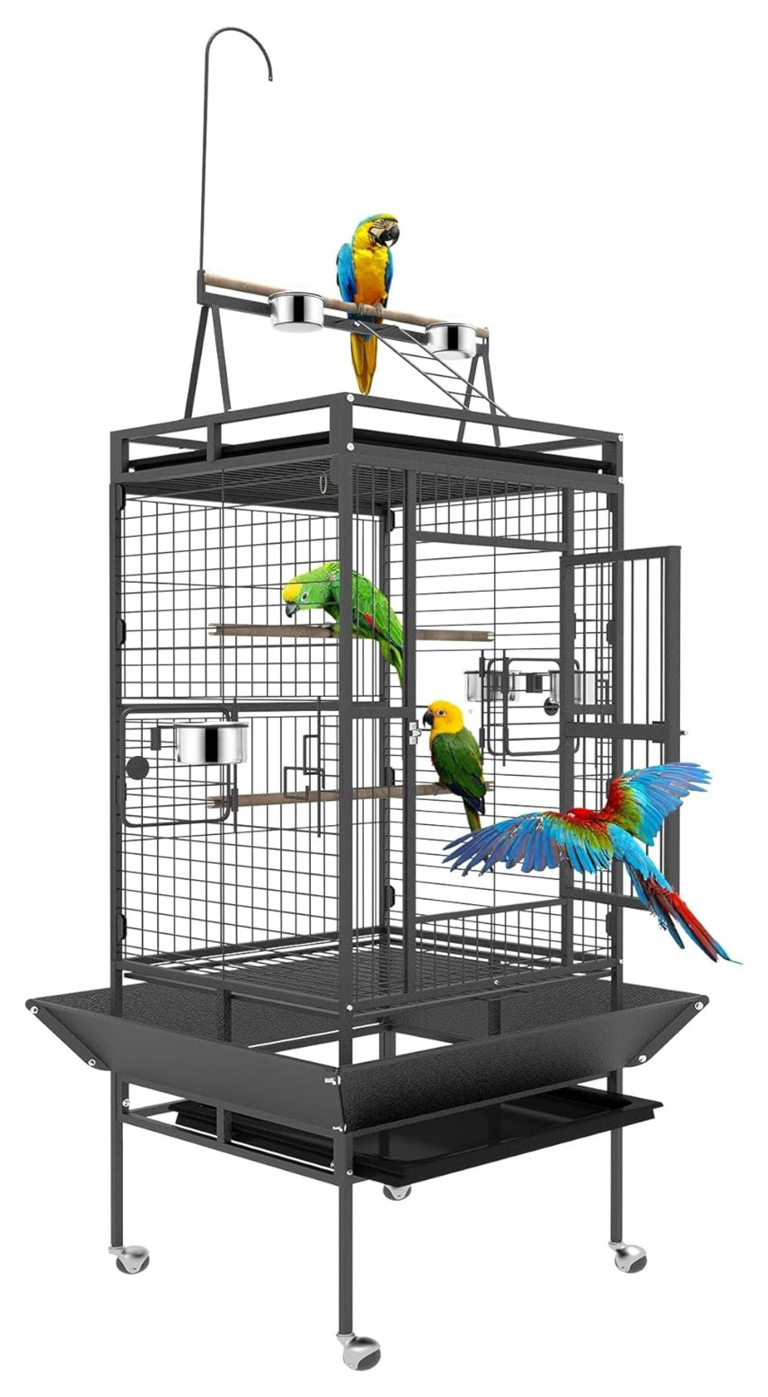 82 Inch Cage, BIN24 Flight Cages with Rolling Stand & Bottom Tray ...