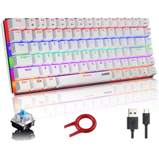 82-Key Wired Mechanical Gaming Keyboard,Rainbow Backlit with Anti ...
