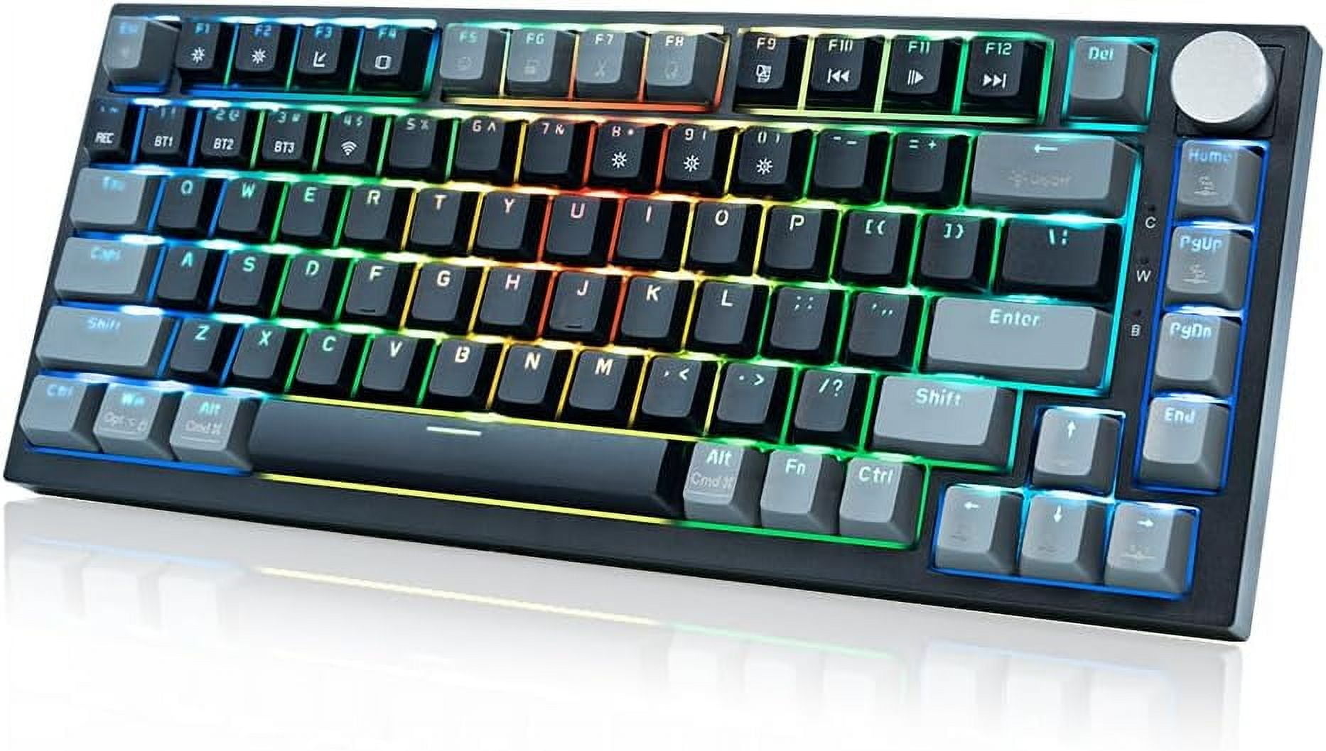 82 Keys 75% Wireless Mechanical Keyboard Red Linear Switch,3-Modes RGB ...