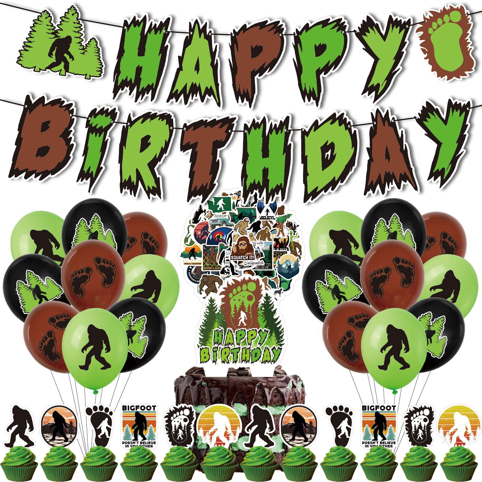82 PCS For Bigfoot Theme Birthday Party Decorations,Party Supply Set ...