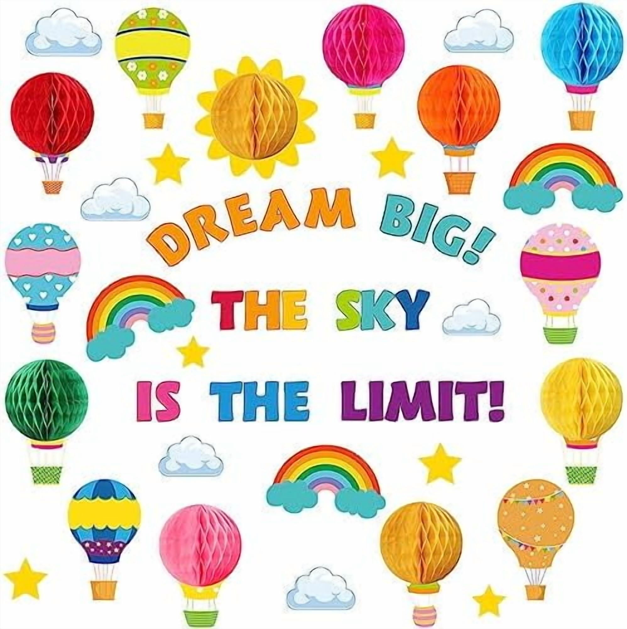 82 Pcs Colorful 3D Hot Air Balloon Honeycomb Bulletin Board Set Hot Air ...