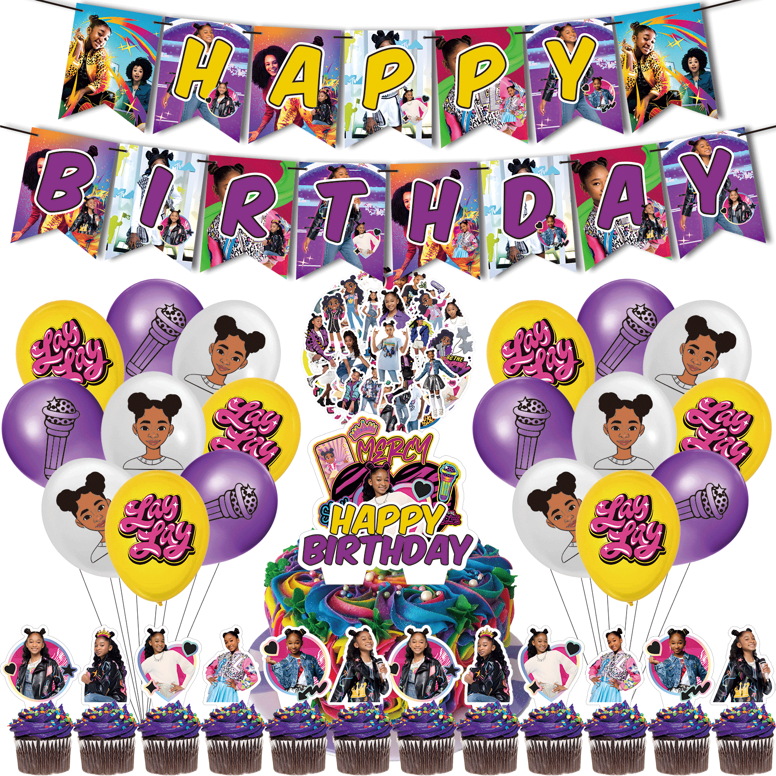 82 Pcs For That Girl Lay Lay Theme Party Supplies Set – Includes Banner ...