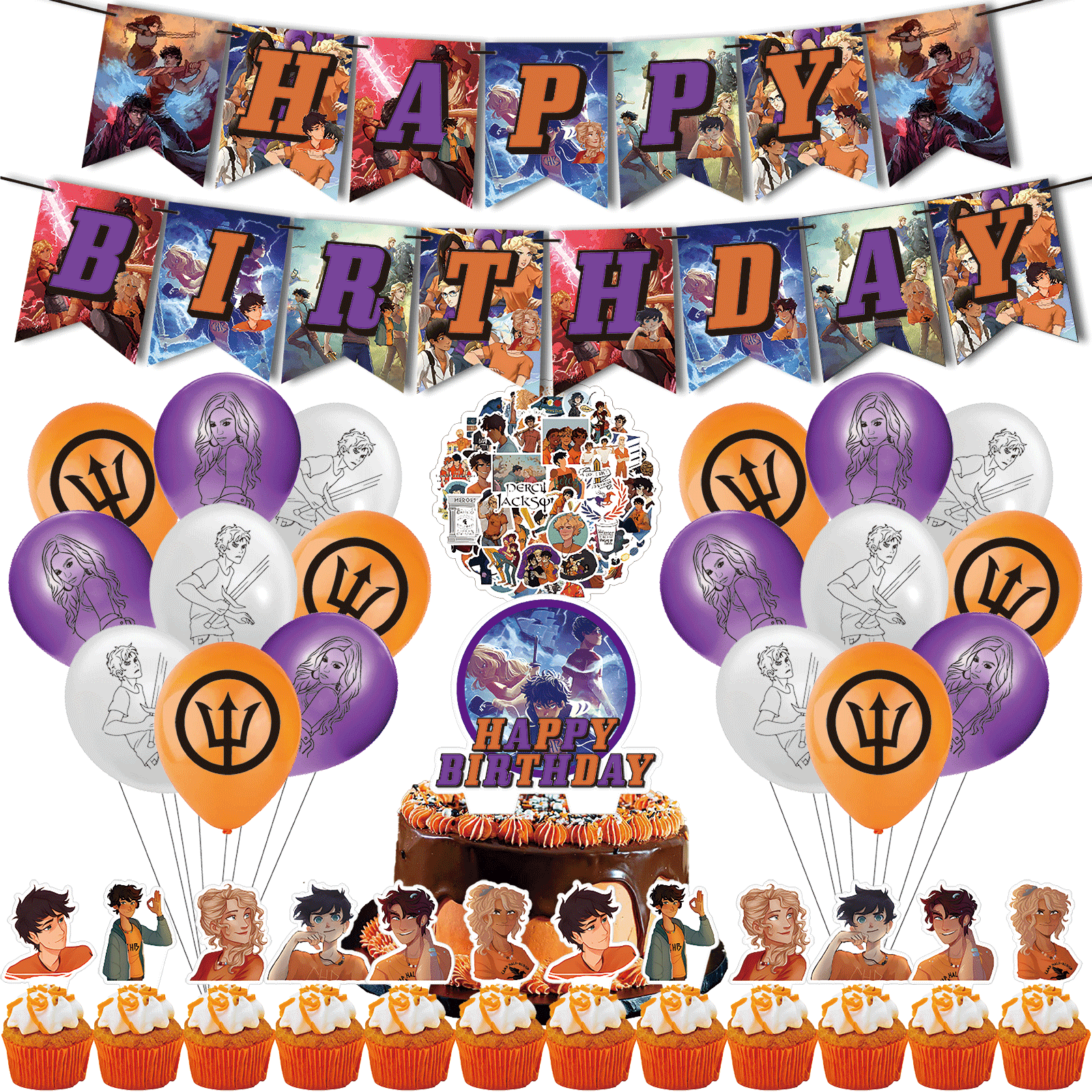 82 Pcs For Percy Jackson Theme Birthday Party Decorations,Party Supply Set for Kids With 1 Happy ...