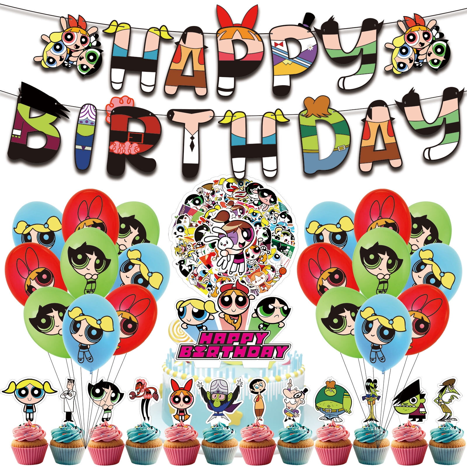 82 Pcs For Powerpuff Girls Theme Party Supplies Set – Includes Banner ...