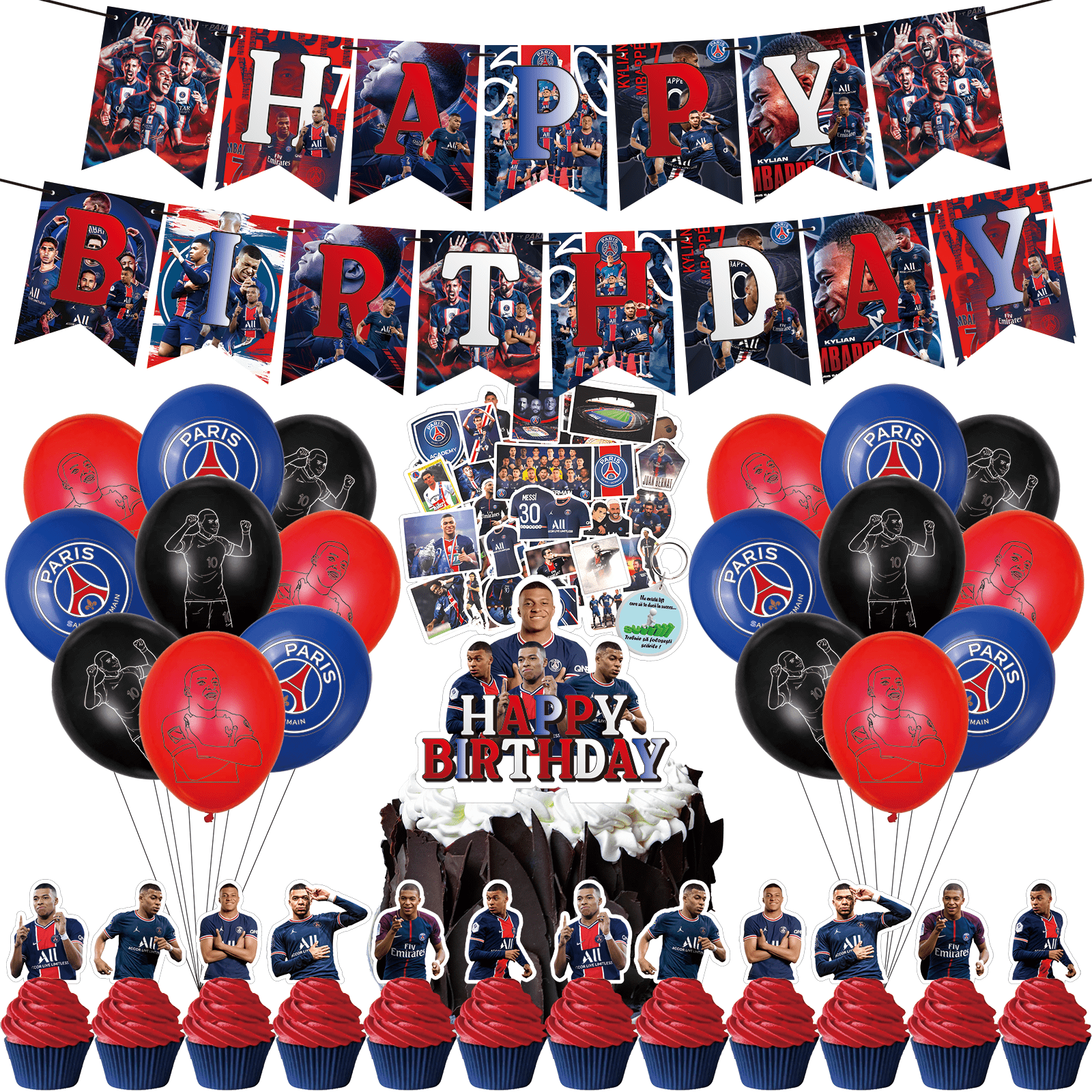 82-Piece For Kylian Cartoon Theme Birthday Party Decorations For Mbappe ...