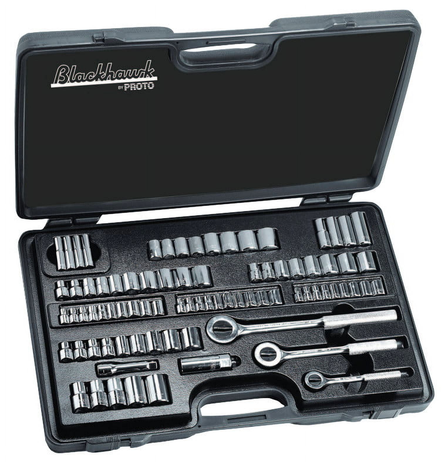 82 Piece Standard and Metric Socket Set, 1/4", 3/8", 1/2", 6 Point/12 ...
