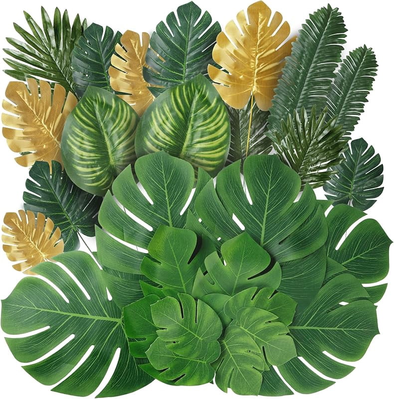 82 Pieces 8 Kinds Artificial Tropical Palm Leaves Tropical Leaves ...