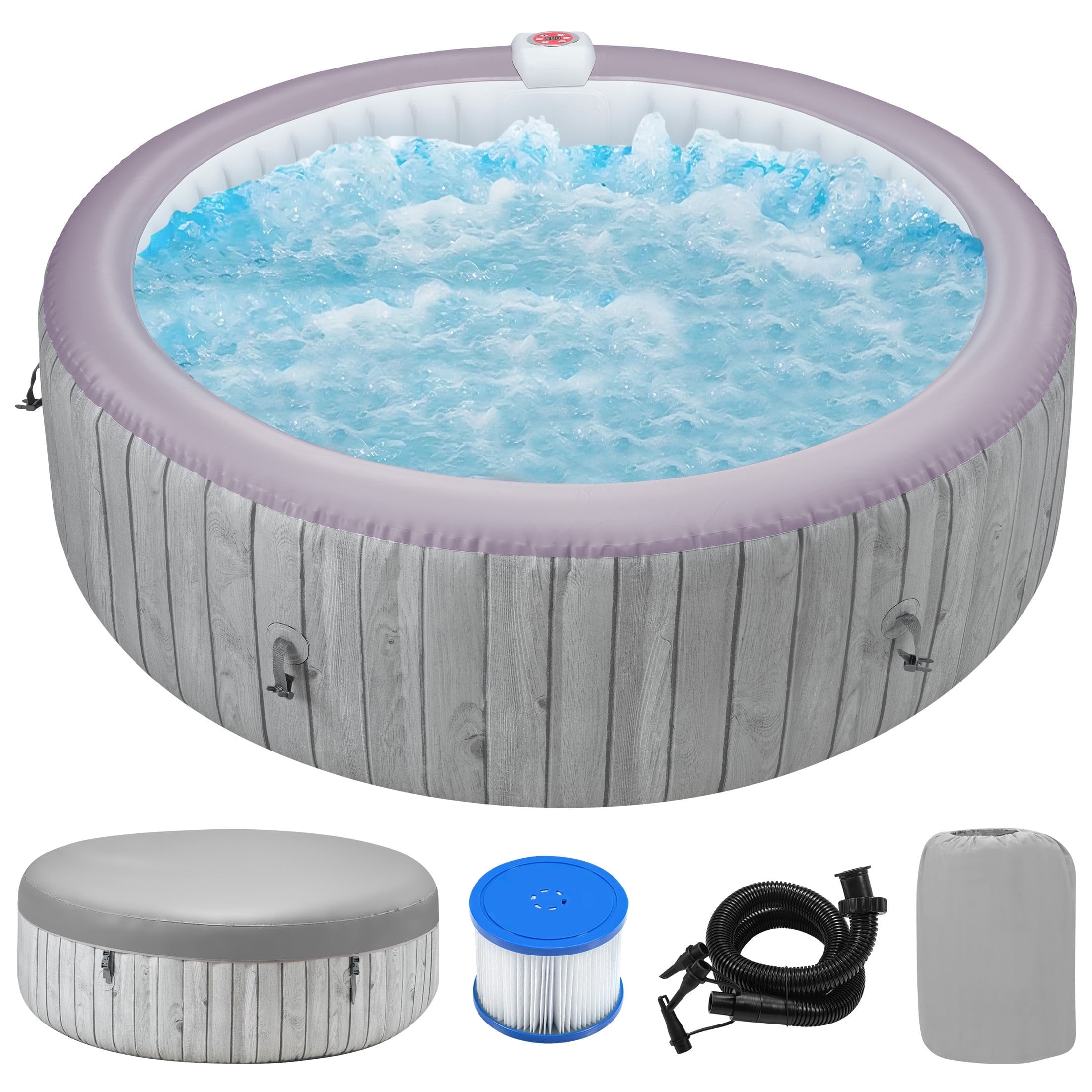82" Round Inflatable Hot Tub, 4-6 Person Portable Outdoor Spa Hot Tub ...