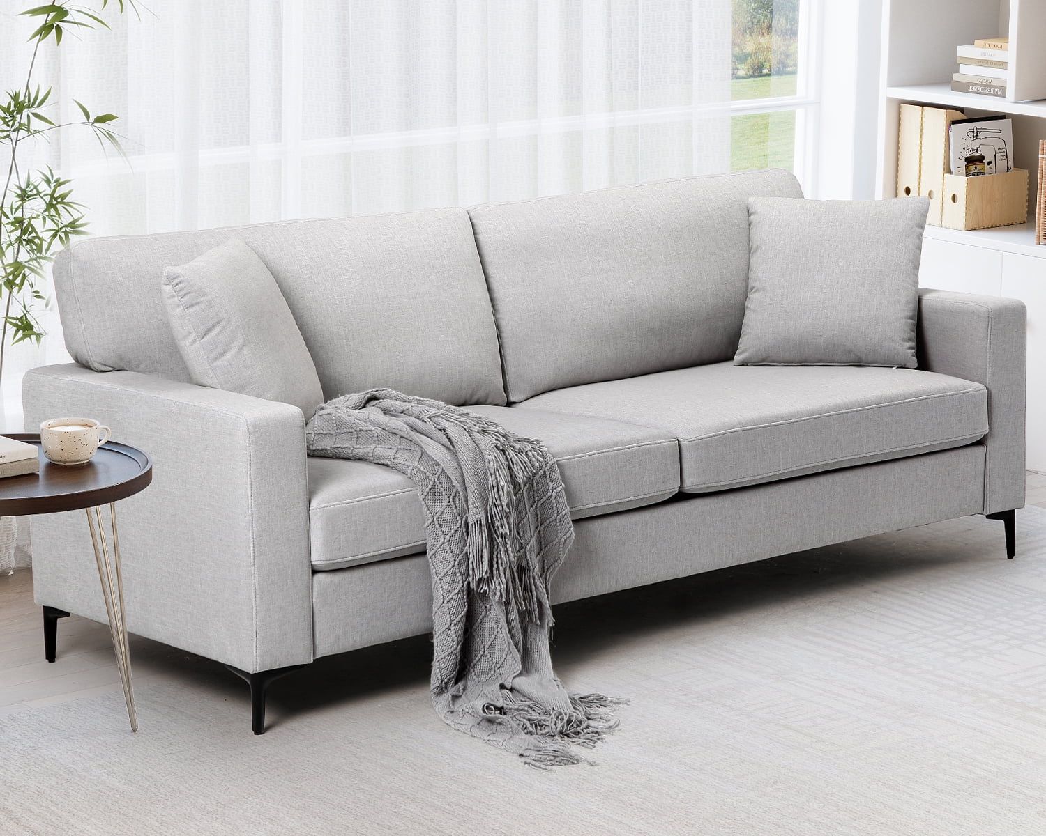 82" Sofa Couch, Comfy Pile Fleece Loveseat Couches for Living Room ...