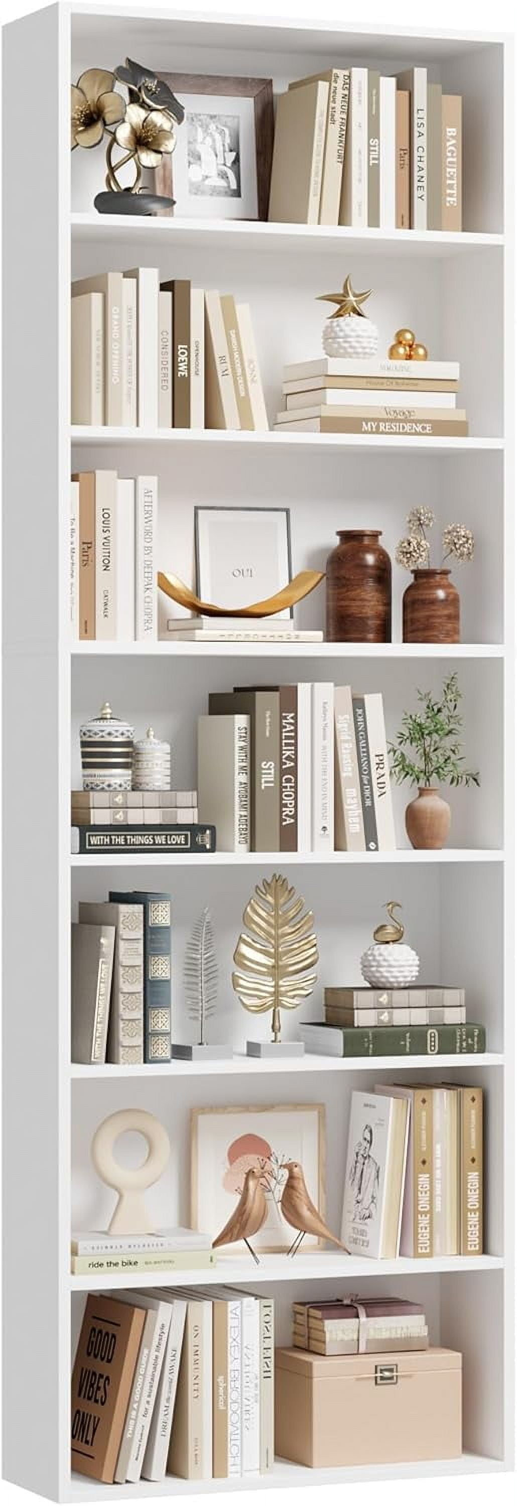 82" Tall Bookshelf, 7-Tier Open Shelves Bookcase, Freestanding Display ...